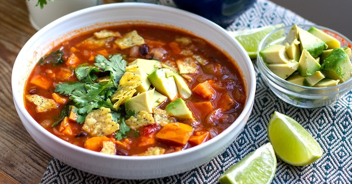 Instant Pot Sweet Potato Tortilla Soup Vegetarian Vegan